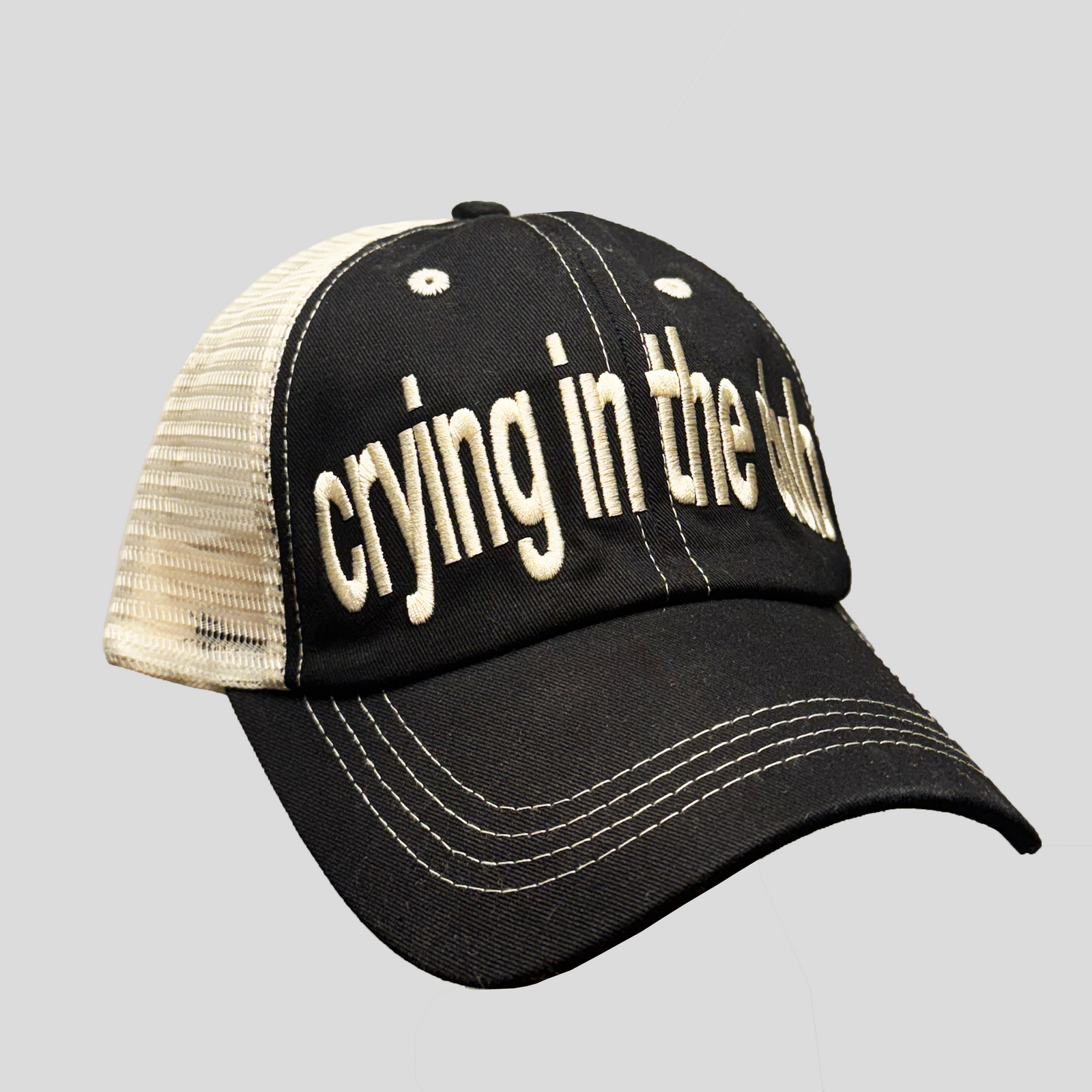 'Crying In The Club' Trucker Cap - Black / Beige – SWIM